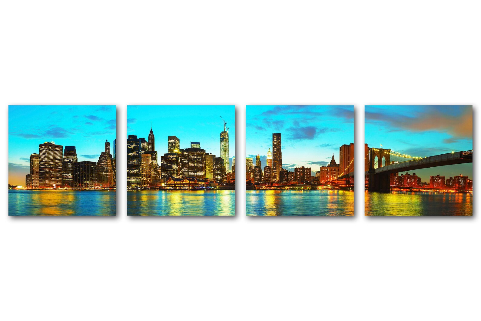 4 Panel Split New York Skyline Panoramic Canvas Print. NYC Cityscape ...