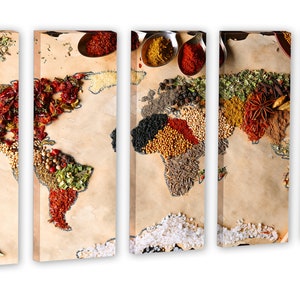 World Spice Map Canvas Wall Art, Map of Salt & Spices Map Kitchen Art ...