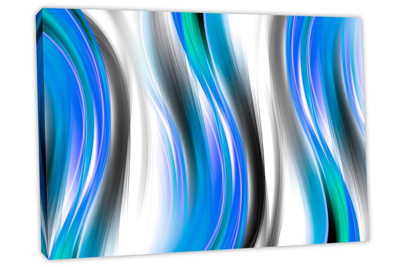 Blue Wave Abstract Art Canvas Print Wall Art Vertical Wave | Etsy