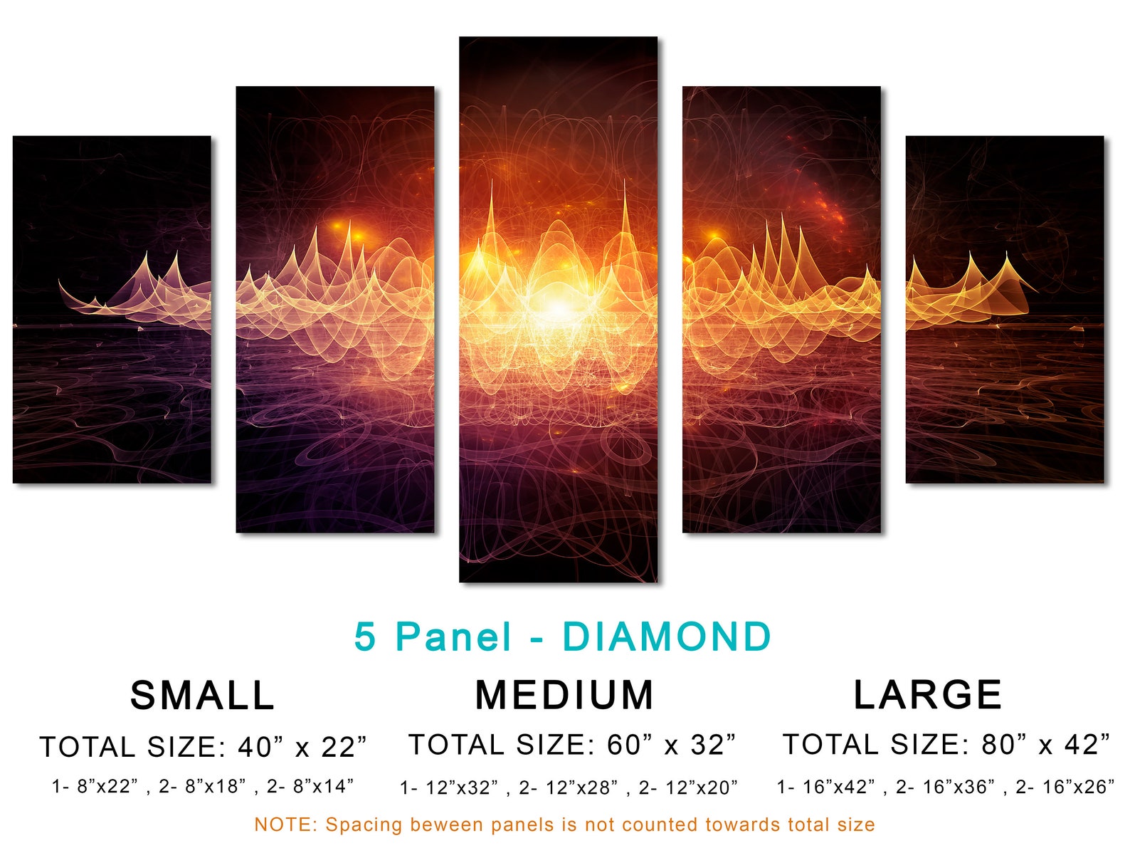Abstract Sound Wave Wall Art Canvas Print Orange. Fractal Art, Sound ...