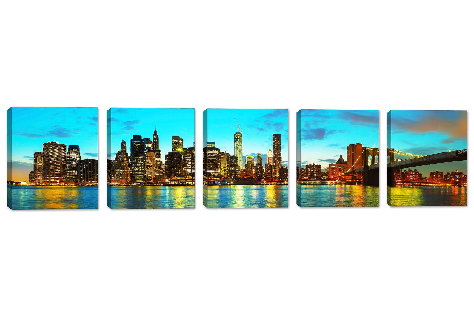 4 Panel Split New York Skyline Panoramic Canvas Print. NYC Cityscape ...