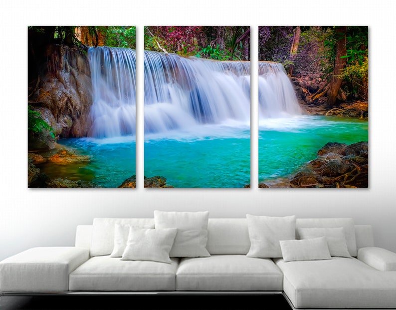 Forest Waterfall Wall Art Canvas Print. Forest Art Forest - Etsy