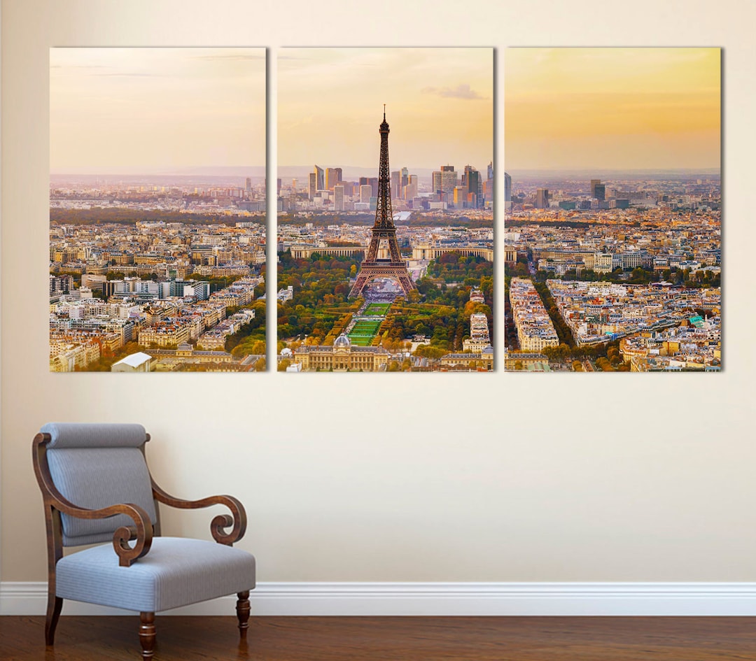 Paris, France Eiffel Tower - 3 Panel Split - Triptych Canvas Print ...