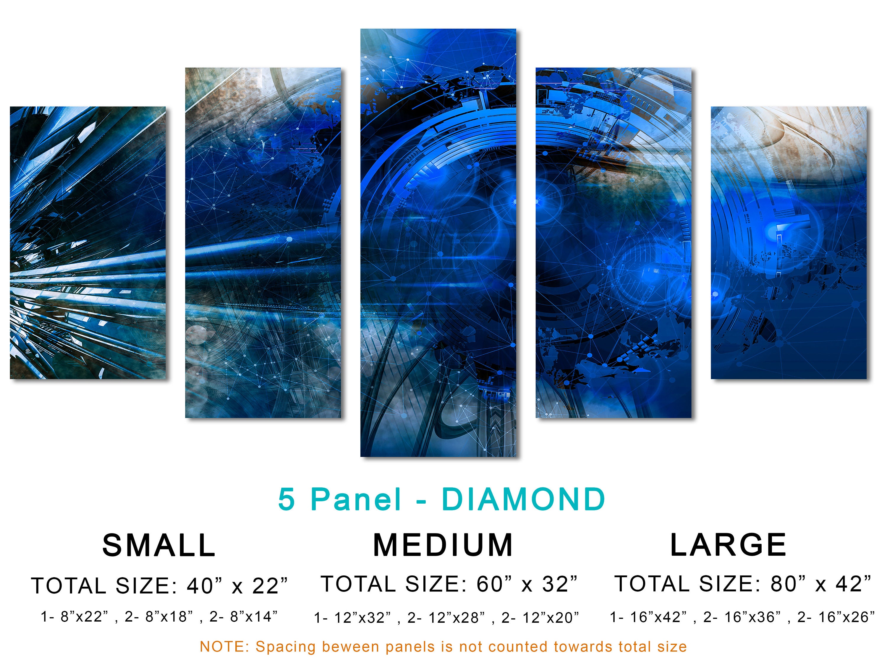 Abstract Wall Art technology Canvas Print. Blue digital art | Etsy