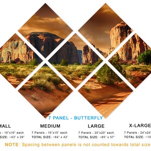 Monument Valley, Arizona Scenic Sunset -3 Panel Split Triptych Canvas ...
