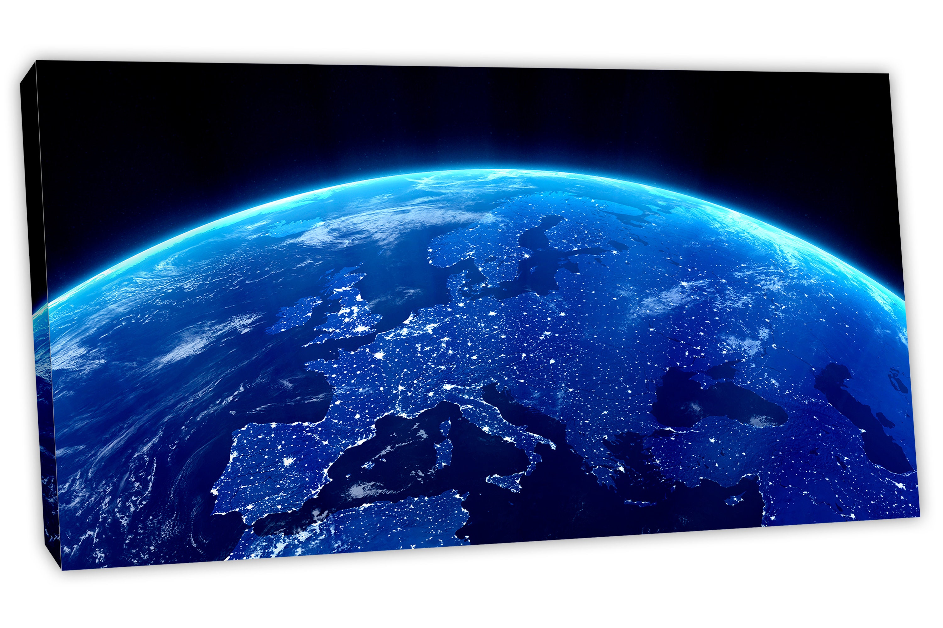 Blue Earth From Space at Night Canvas Print 3 Panel Split - Etsy