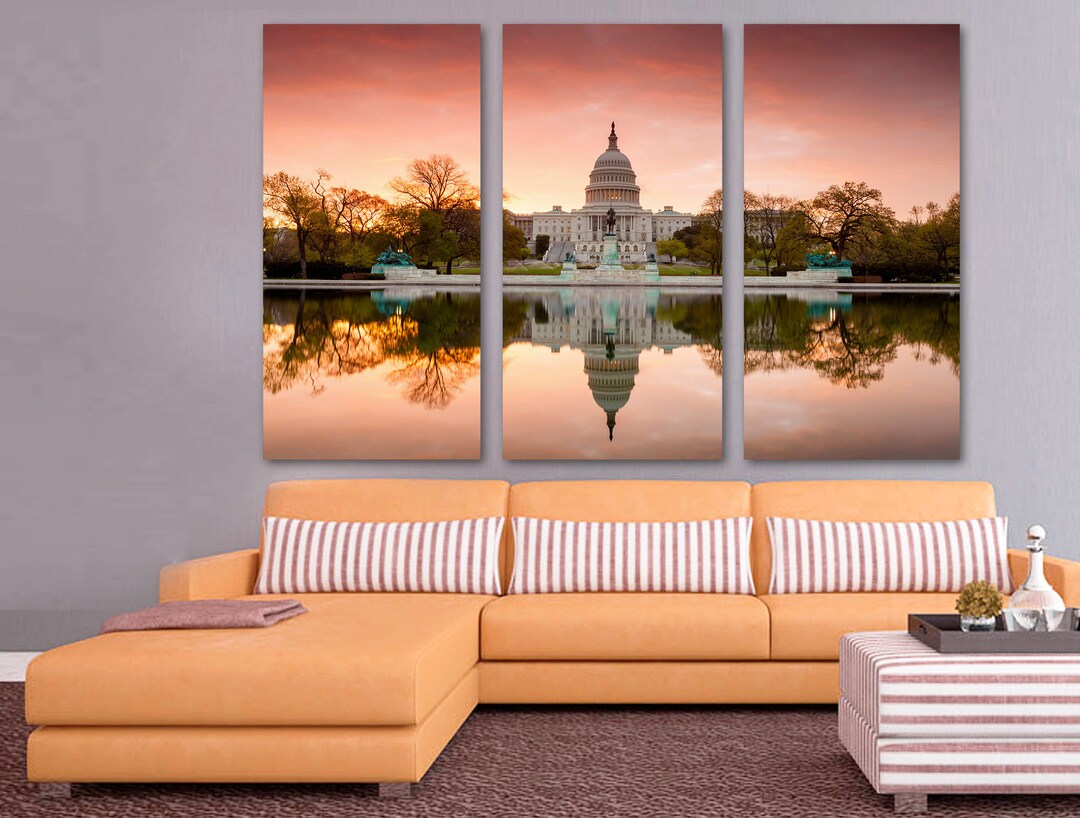 Capitol Building Washington DC Canvas Print Large Wall Art With Pink ...