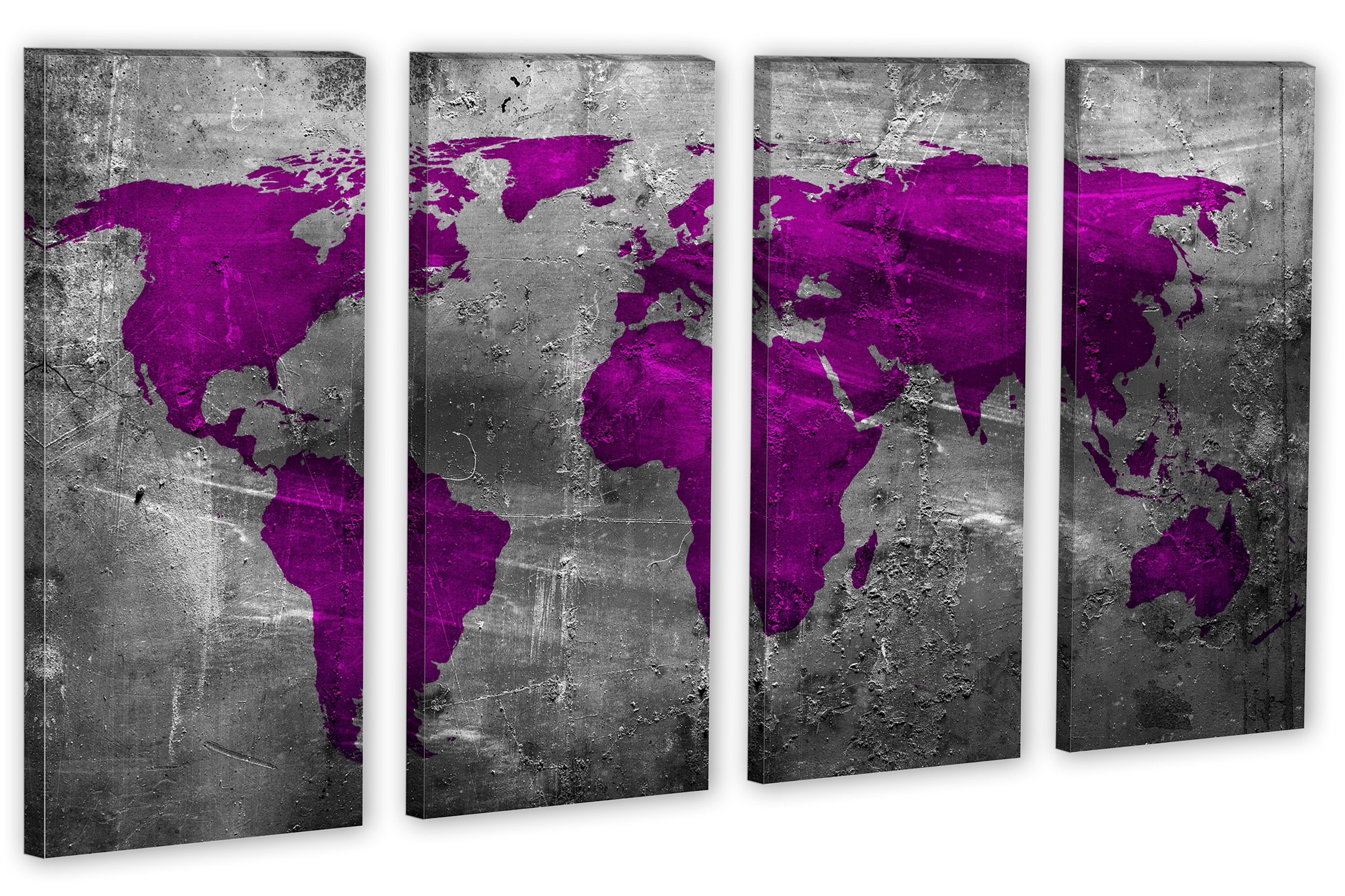 Abstract Purple World Map Canvas Print 3 Panel Split | Etsy