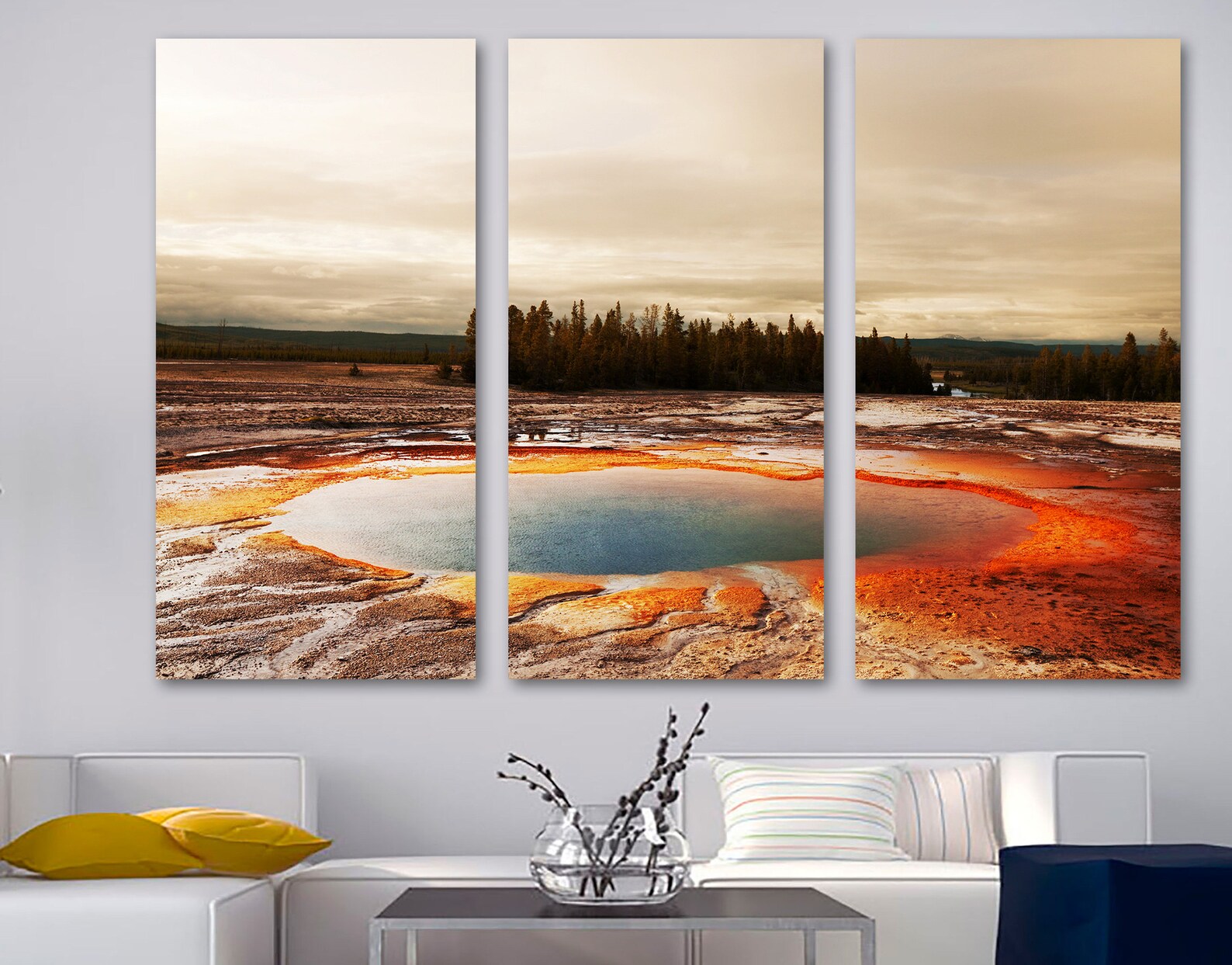 Yellowstone Grand Prismatic Hot Spring Canvas Print Wall Art. Midway ...