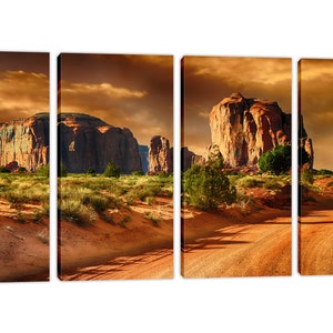 Monument Valley, Arizona Scenic Sunset -3 Panel Split Triptych Canvas ...