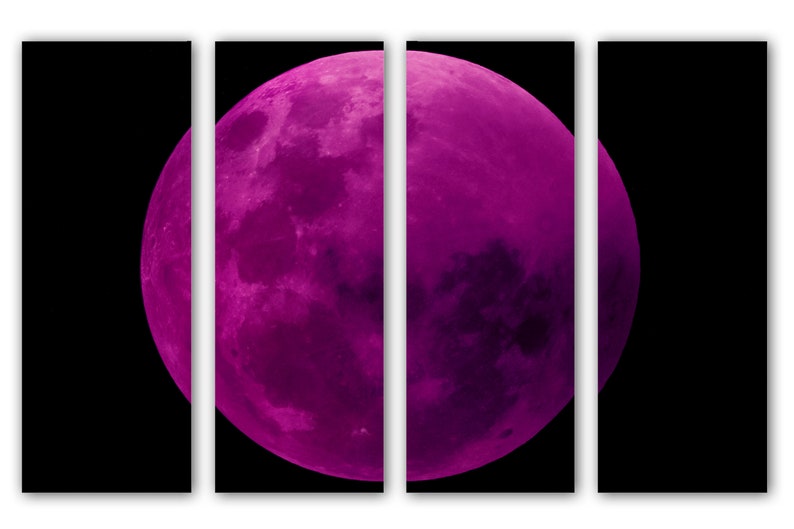Super Blood Wolf Moon Wall Art Magenta Canvas Print. Celestial | Etsy