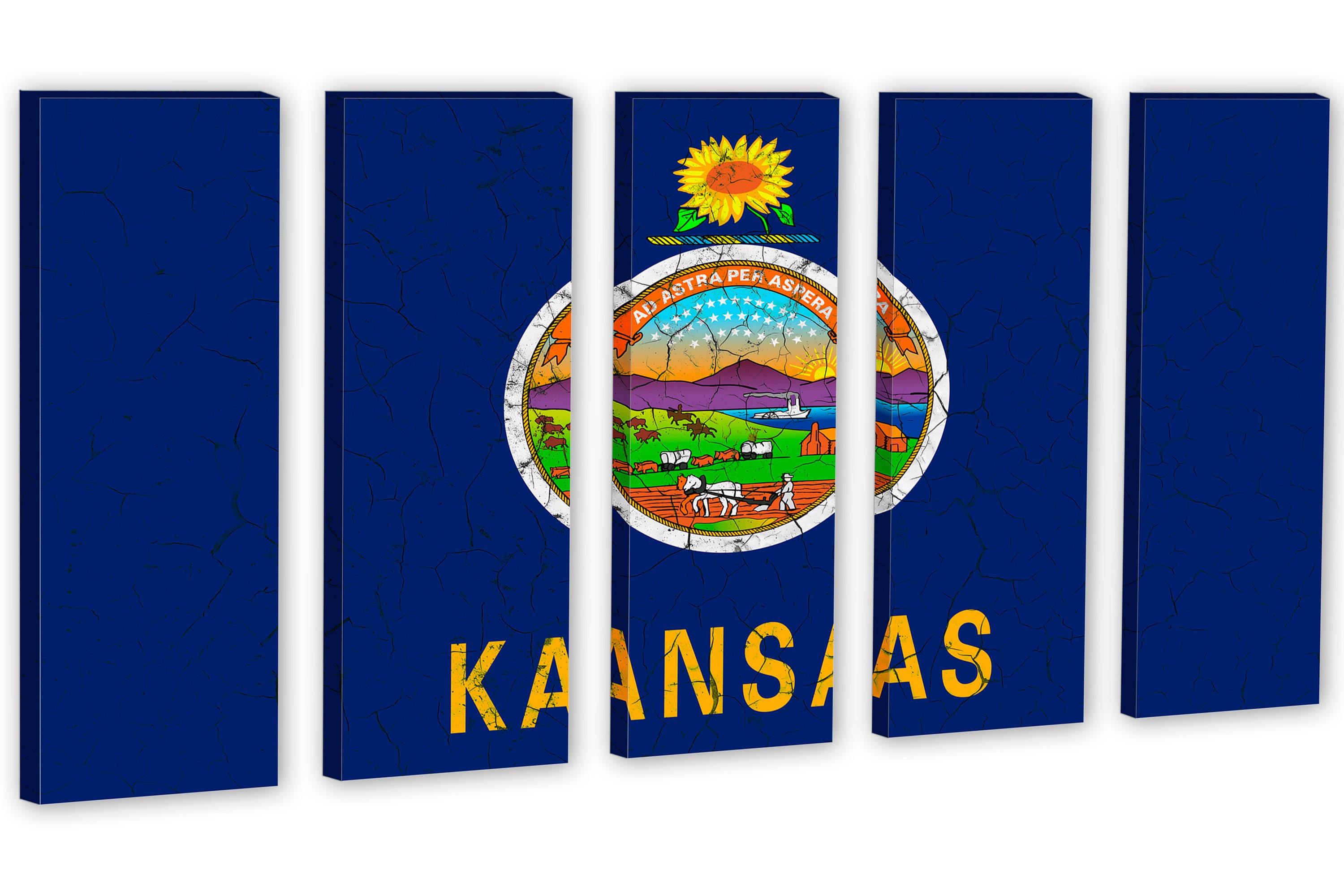Kansas State Flag Canvas Print Wall Art 3 Panel Split - Etsy