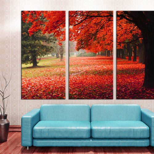 Trees at Sunset 3 Panel Split triptych Canvas Print. for - Etsy
