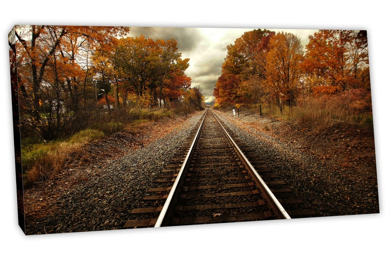Train Tracks in Fall Wall Art Canvas Print. Railroad Tracks - Etsy