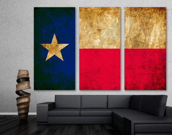 Texas State Flag Wall Art Canvas Print Rustic Grunge 3 Panel - Etsy