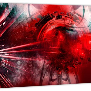 Abstract Wall Art Technology Canvas Print. Red Digital Art, Engineering ...