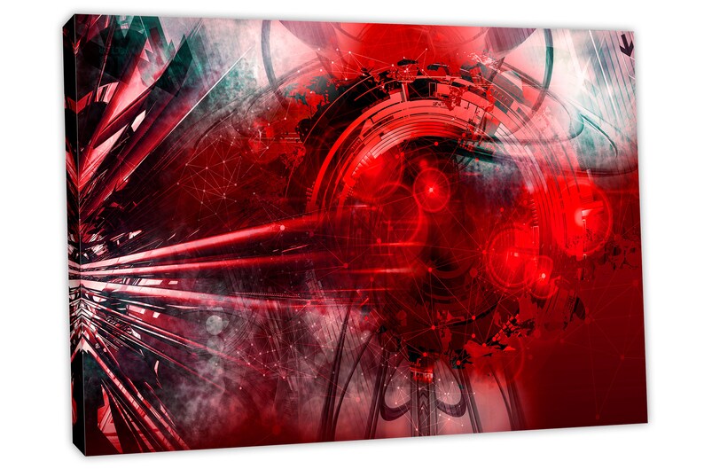 Abstract Wall Art Technology Canvas Print. Red Digital Art | Etsy