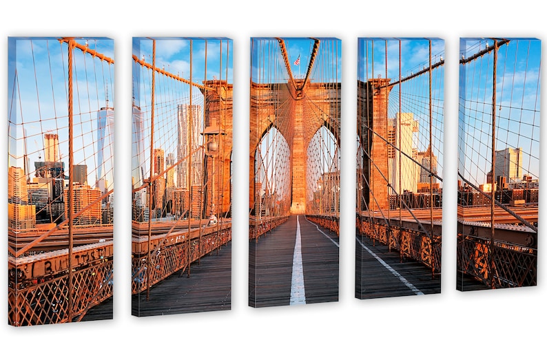 Brooklyn Bridge Manhattan View Canvas Print Triptych 3 Panel - Etsy