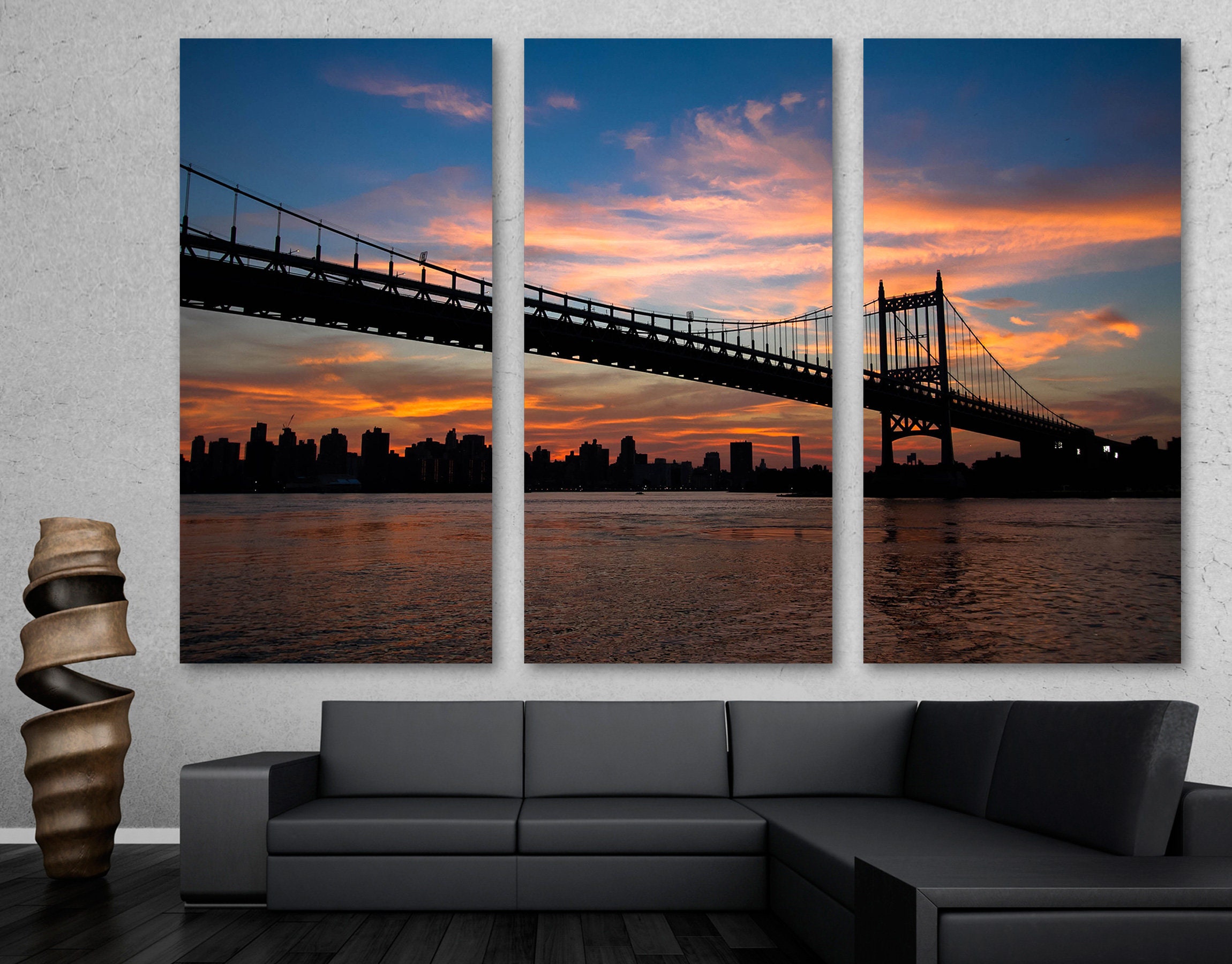 Triborough bridge Art Canvas Print Wall Art New York NY | Etsy