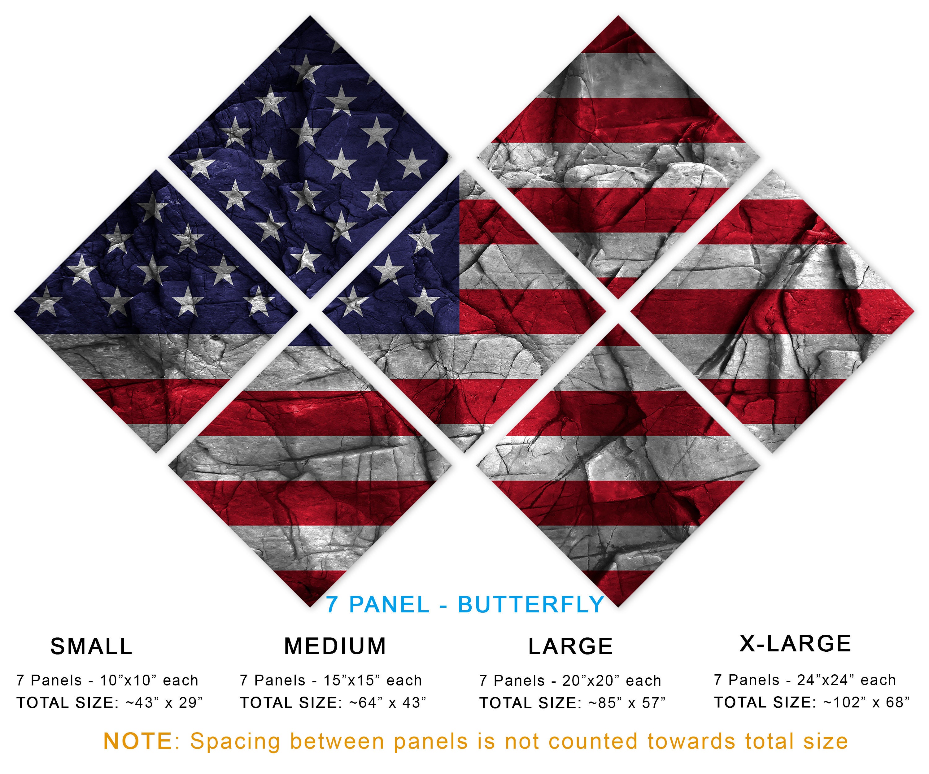 American Flag Canvas Print USA Wall Art Stone Back Effect 3 | Etsy