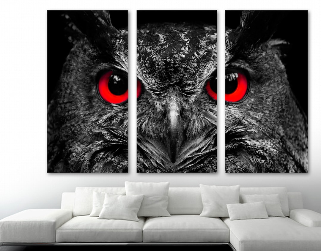 Red Eyed Owl Portrait Canvas Print Wall Art. Wildlife Bird Art, Animal ...