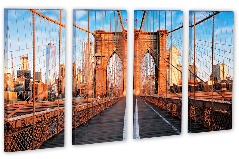 Brooklyn Bridge Manhattan View Canvas Print Triptych 3 Panel - Etsy