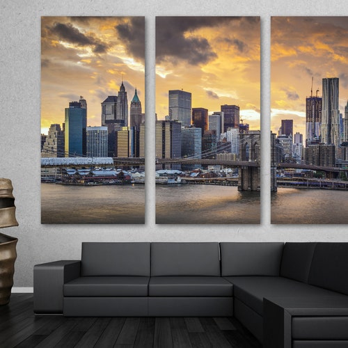 4 Panel Split New York Skyline Panoramic Canvas Print. NYC - Etsy