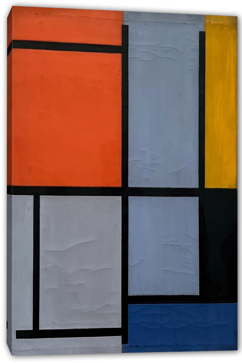 Tableau 3 Canvas Wall Art Piet Mondrian Print Red, Orange, Yellow ...