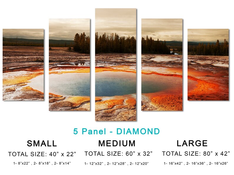 Yellowstone Grand Prismatic Hot Spring Canvas Print Wall Art. Midway ...