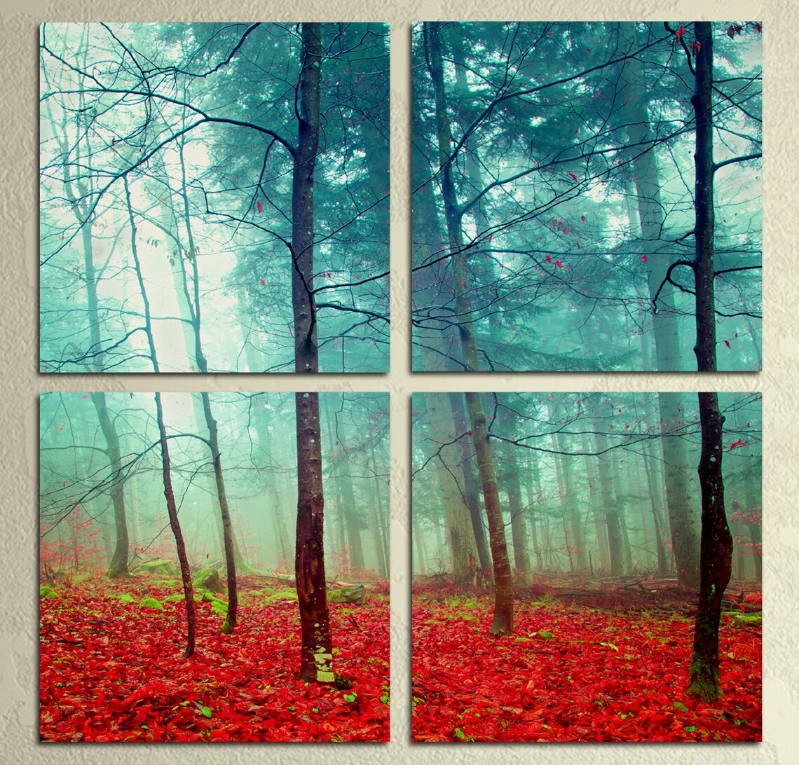 Mystic Autumn Trees 4 Panel Split quad Canvas Print. - Etsy