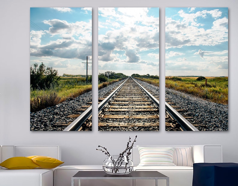 Train Railroad Track Wall Art Canvas Print. Landscape Print - Etsy