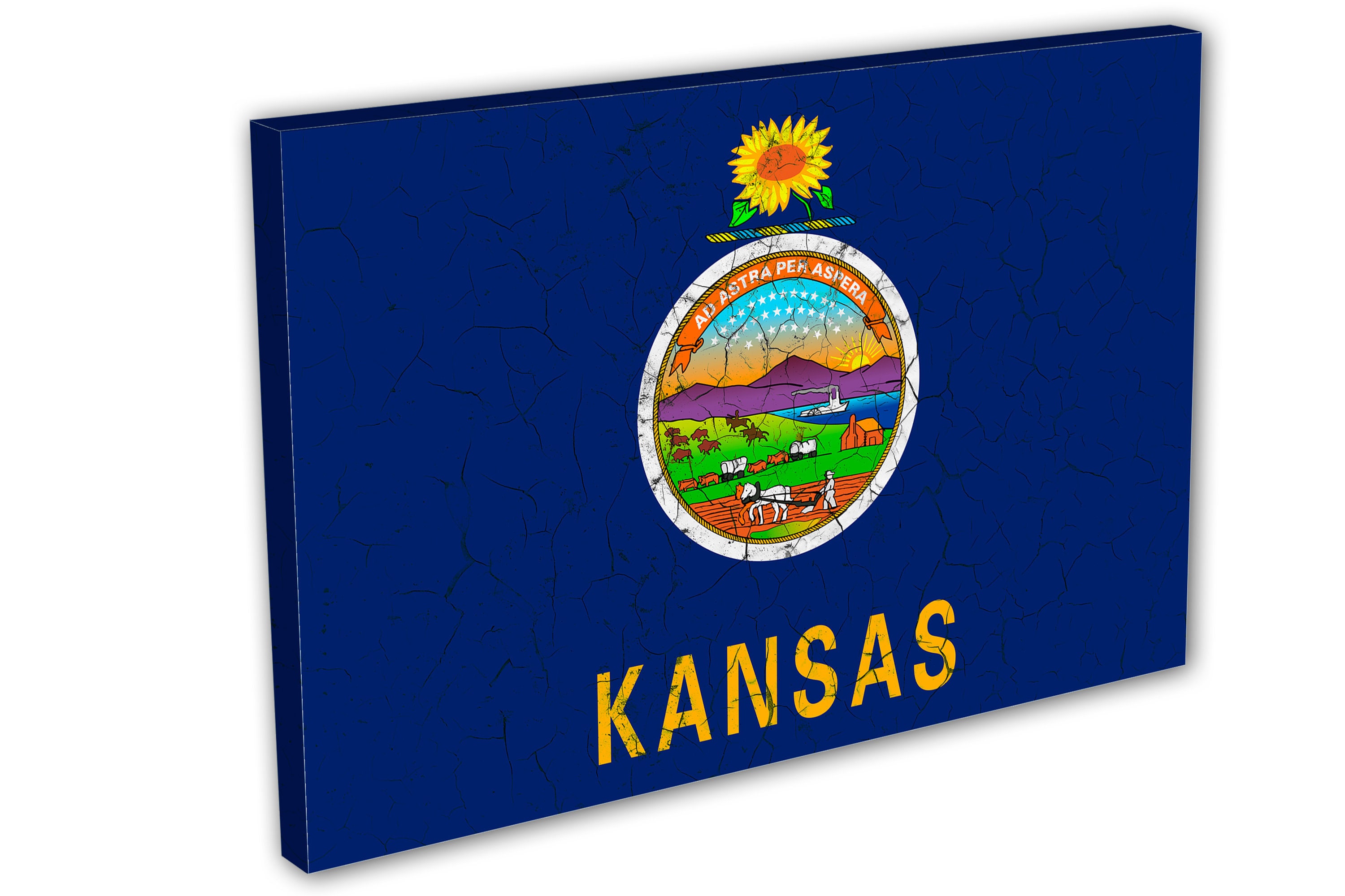 Kansas State Flag Canvas Print Wall Art 3 panel split | Etsy