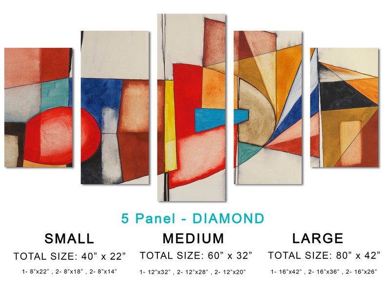 Abstract Shapes Art 3 Panel Split Triptych Canvas Print. | Etsy