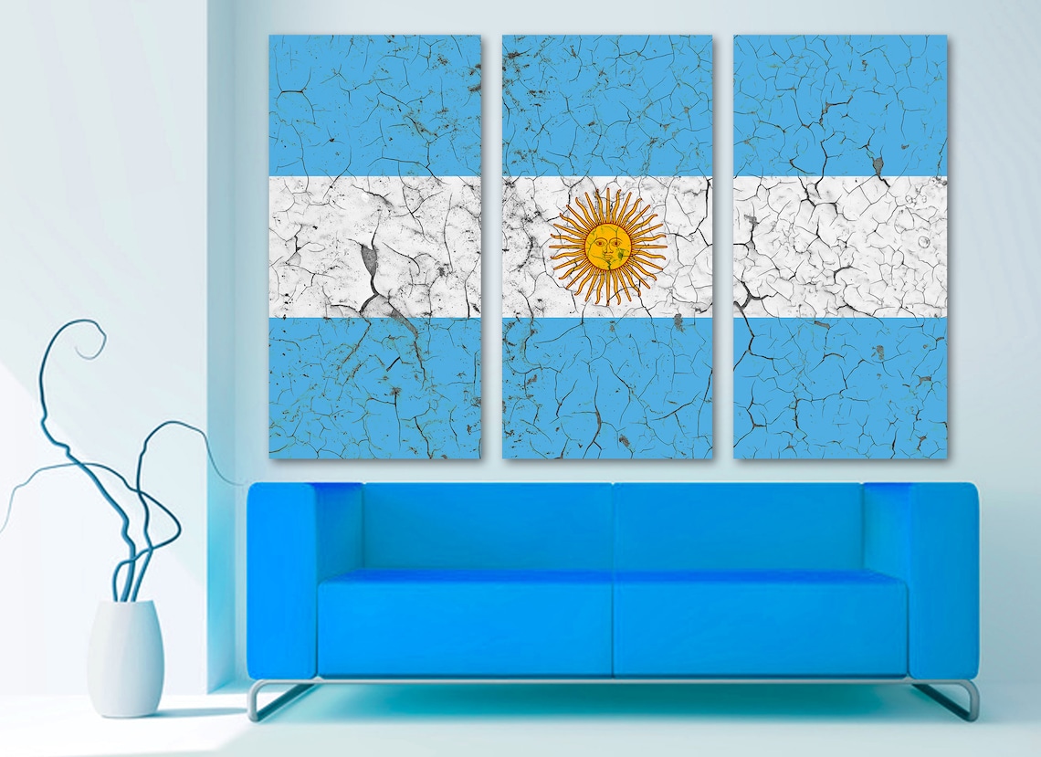 Argentina Flag Canvas Print Wall Art Cracked Paint Effect - Country ...
