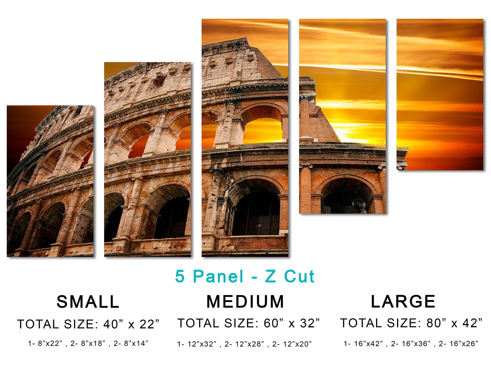 Roman Colosseum Canvas Print at Sunset, Ancient Rome Landmark ...
