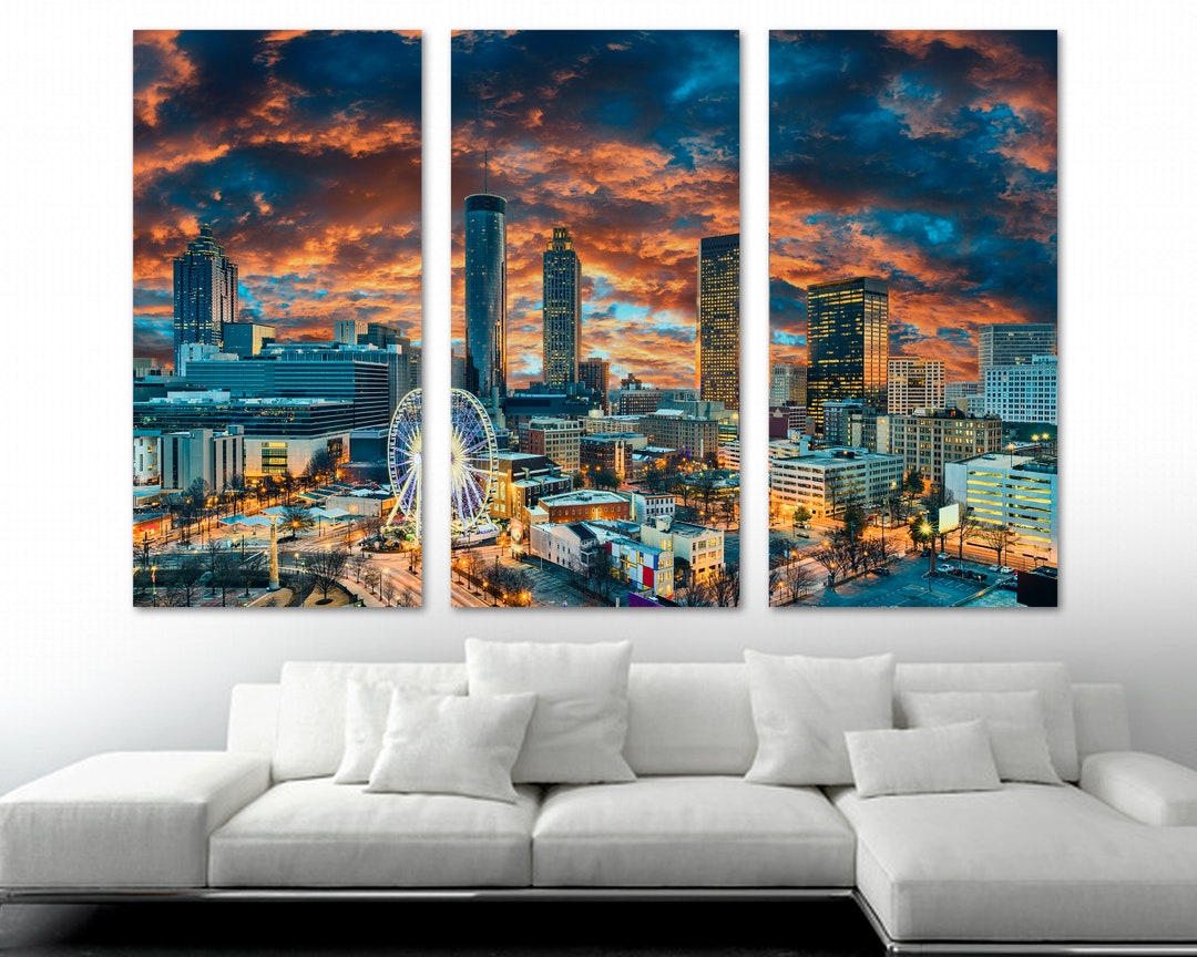Atlanta, Georgia Wall Art Canvas Print Epic Blue Orange Skies. Atlanta ...