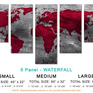 Abstract Deep Red World Map Canvas Print Wall Art. World Map Red and ...
