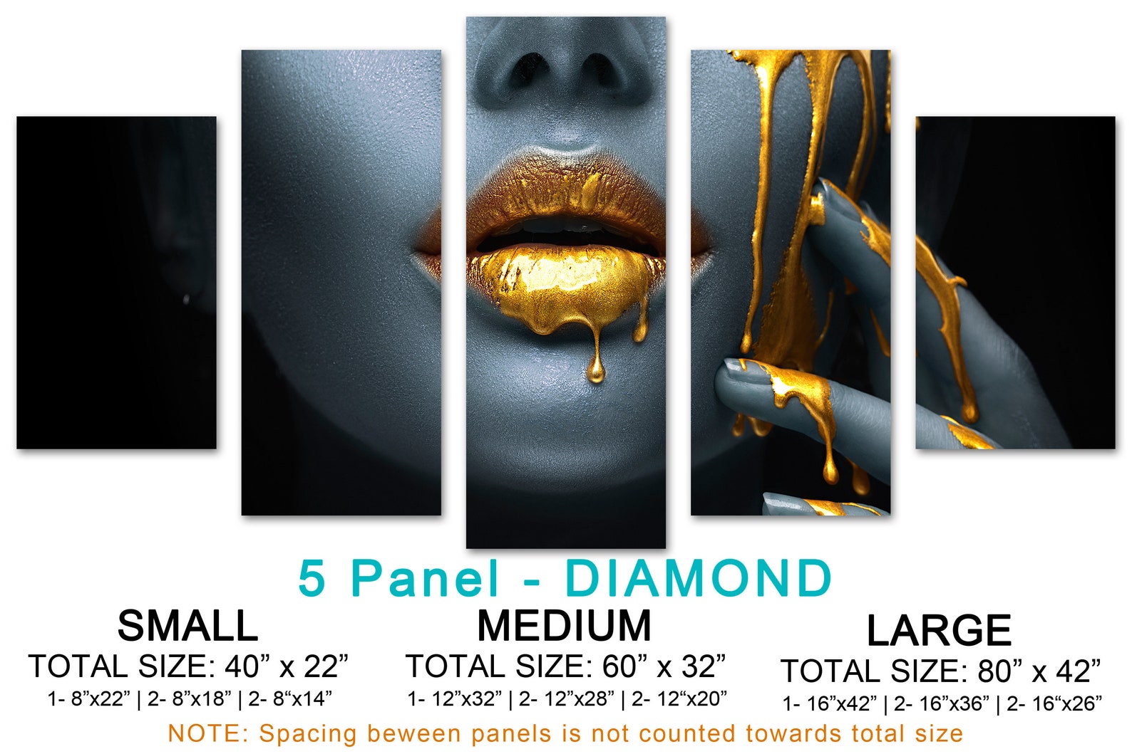 Woman Steel Blue Color Face Canvas Print Wall Art Golden - Etsy