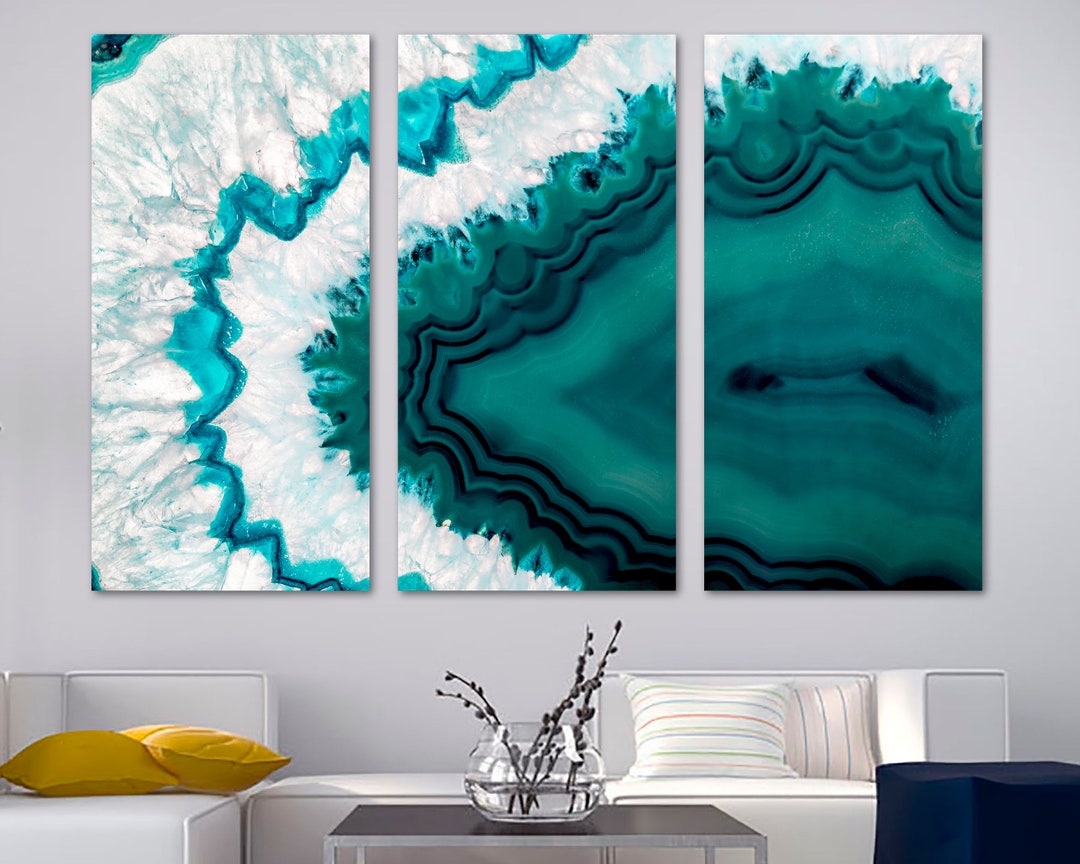 Teal Geode Wall Art Canvas Print. Brazilian Geode Slice Wall Art Geode ...