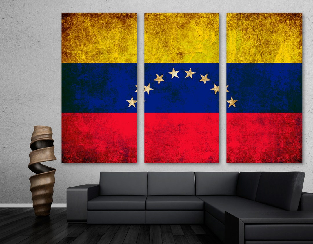 Venezuela Flag Grunge Effect Canvas Print Wall Art. Country Flag ...