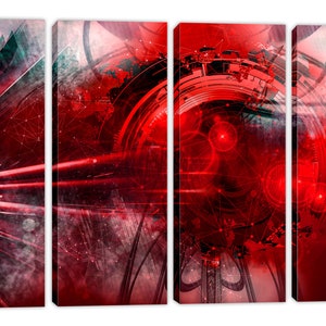 Abstract Wall Art Technology Canvas Print. Red Digital Art, Engineering ...