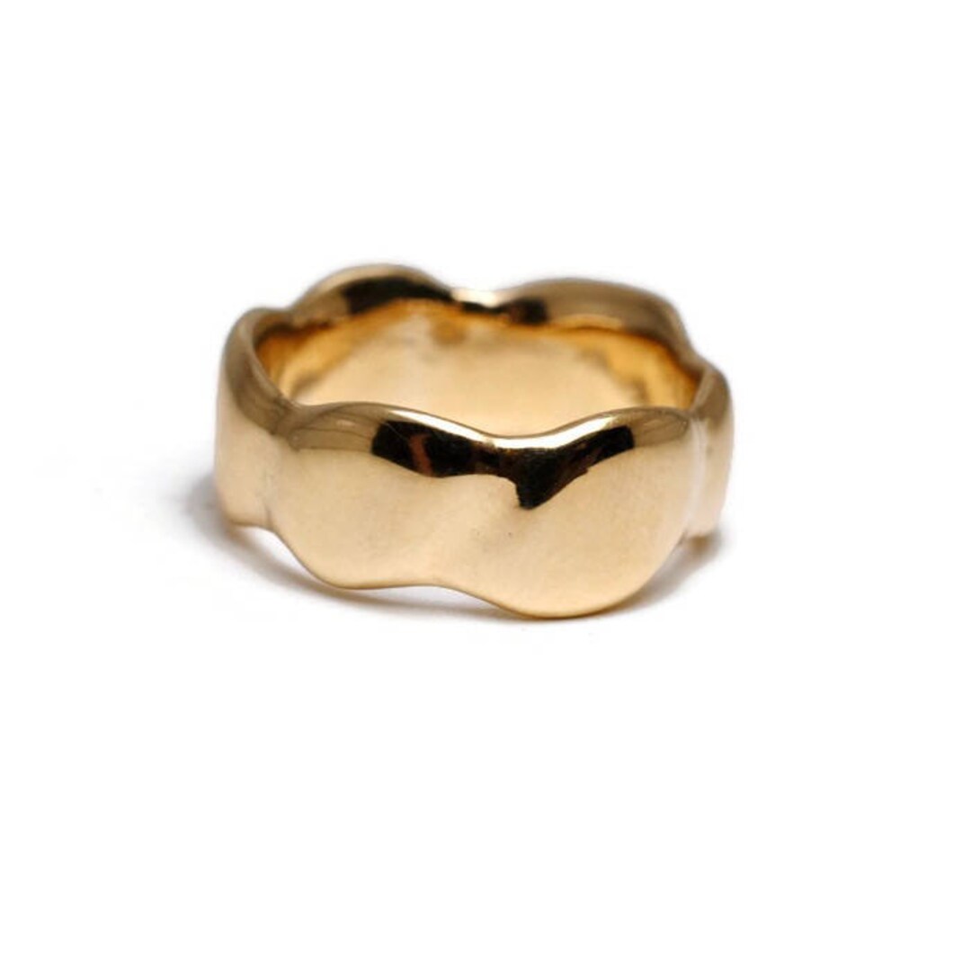 Wavy Freeform Gold Ring / 14k Yellow Gold / Recycled Gold Ring / Ready ...