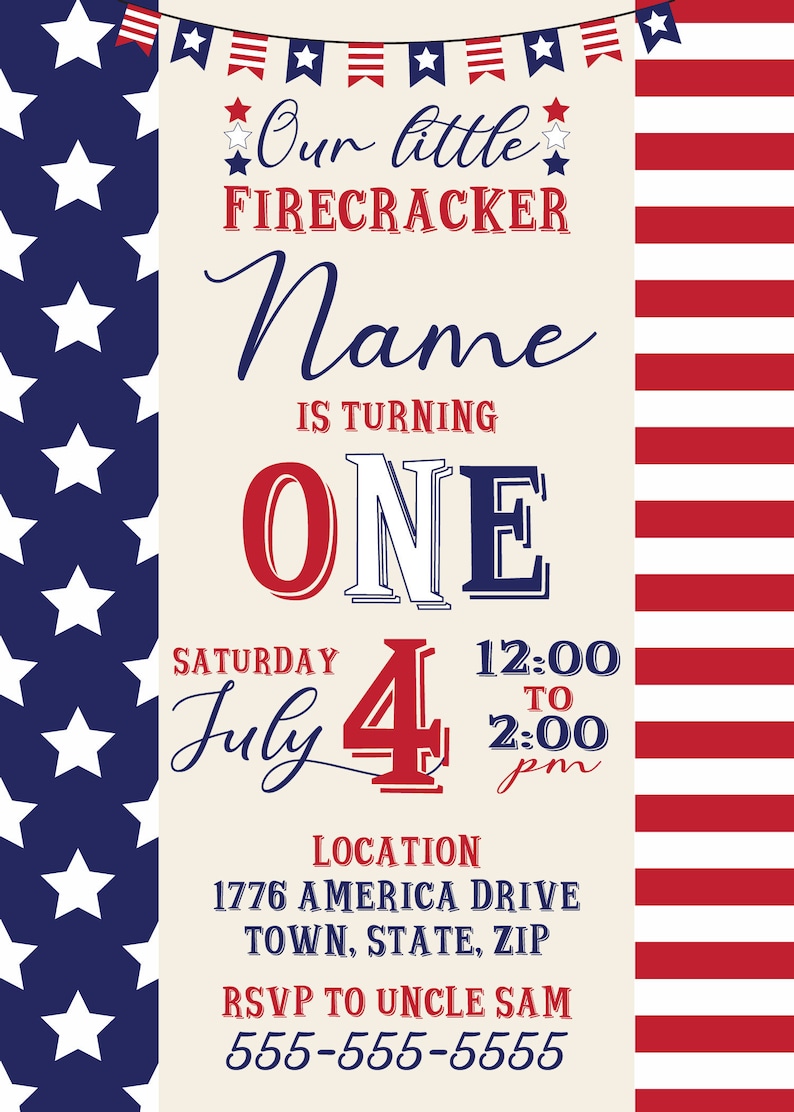 Patriotic Birthday Invitation - Etsy