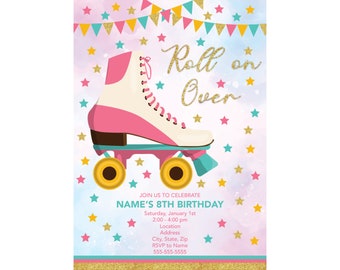 Let's Roll Birthday Invitation Card Roller Design Pink - Etsy