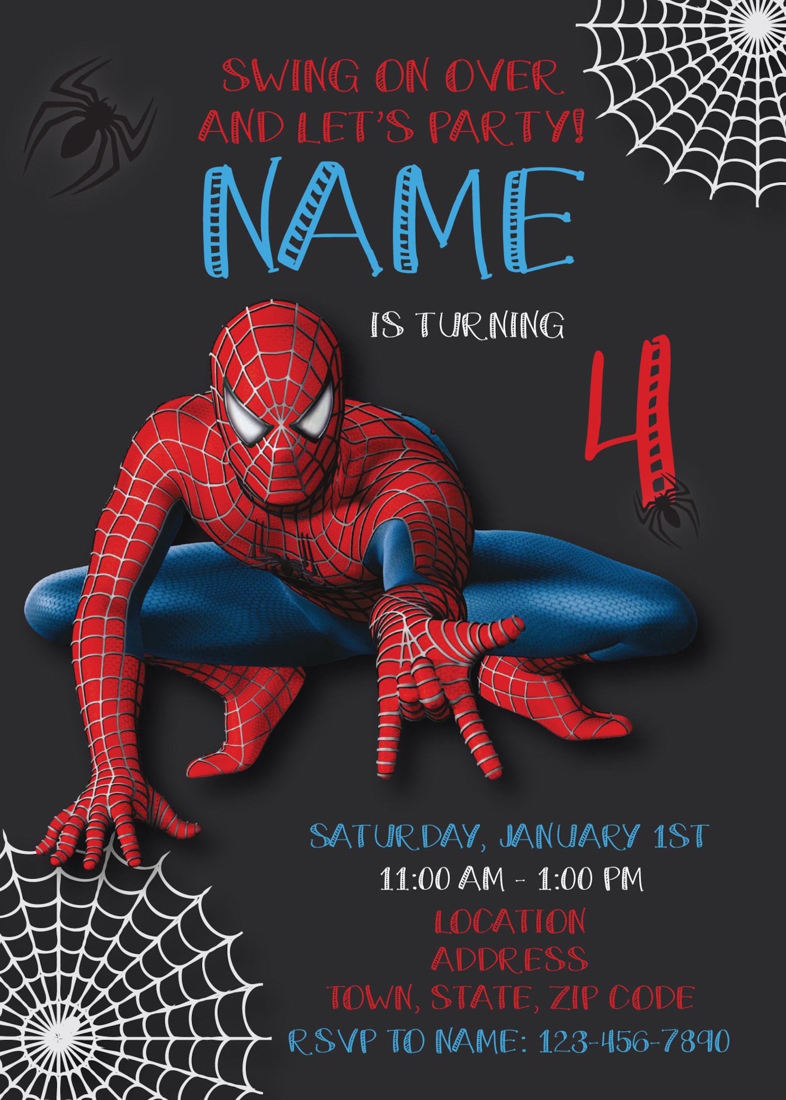 Spider Man Birthday Invitation - Etsy