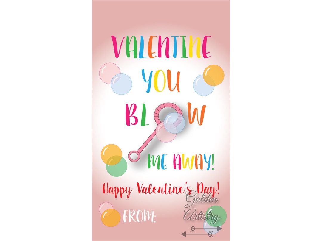 Valentine You Blow Me Away, Printable Valentine Bubbles Card - Etsy