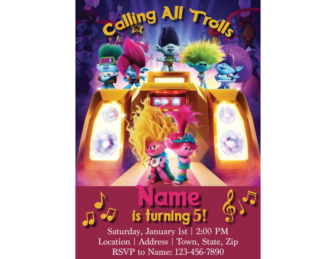 Trolls Band Together Digital Birthday Invitation - Etsy