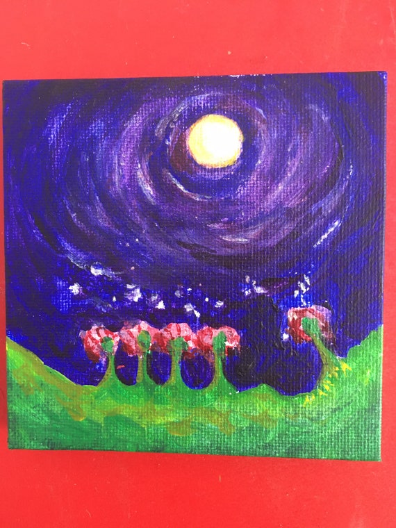 Moonlit Garden Magnet Miniature Painting Wooden Easel Gift - Etsy