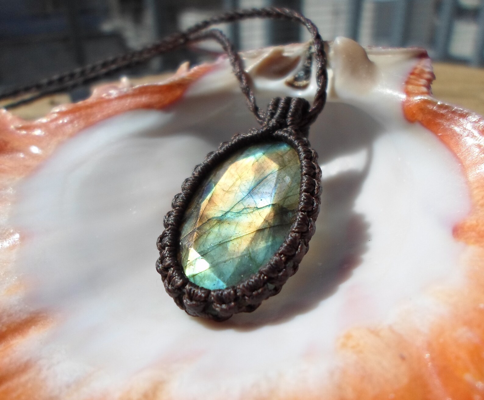 Faceted Labradorite Pendant Labradorite Macrame Necklace | Etsy