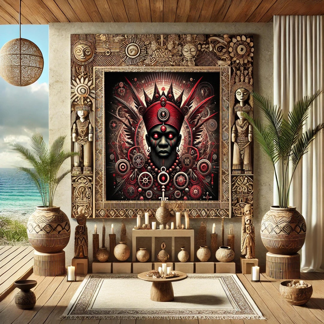 Panel De Trono De Elegua, Yoruba Lukumi Inspired Wall Art. Regla De ...